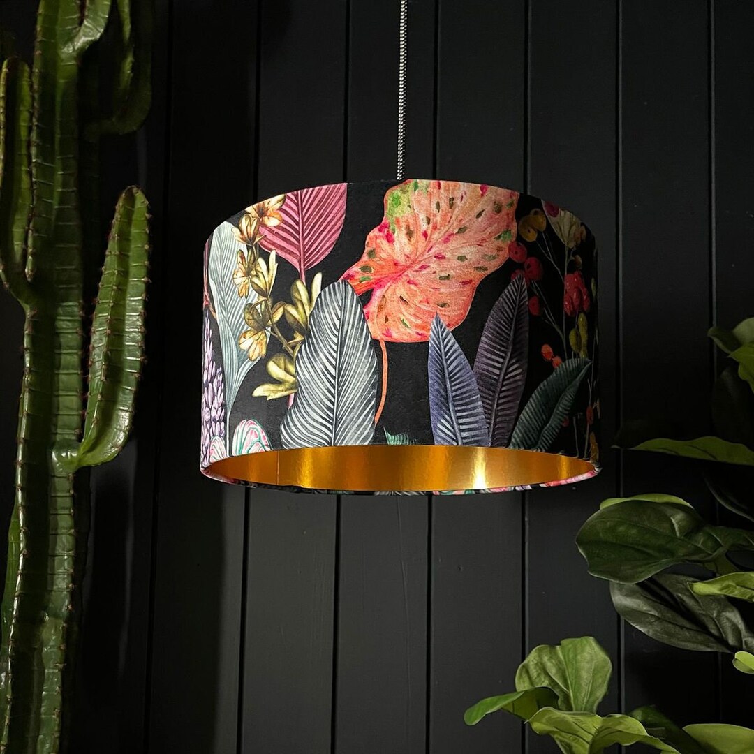 Acid Jungle Handmade Lampshade With Metallic Gold Lining. A Psychedelic ...