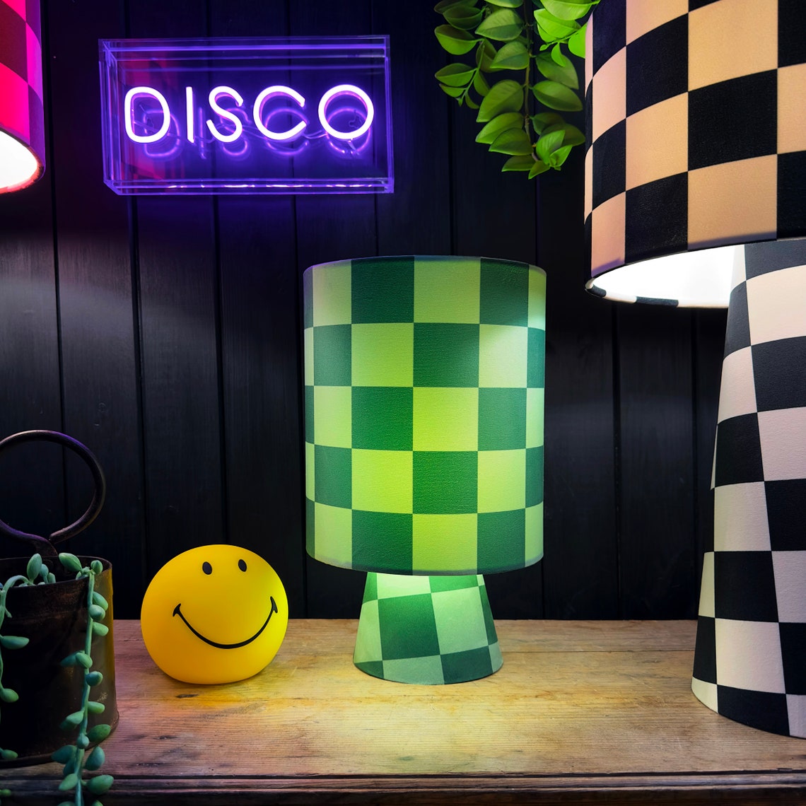 Velvet Checkerboard Portable Lamps in Apple Sours Green. 3 Sizes ...