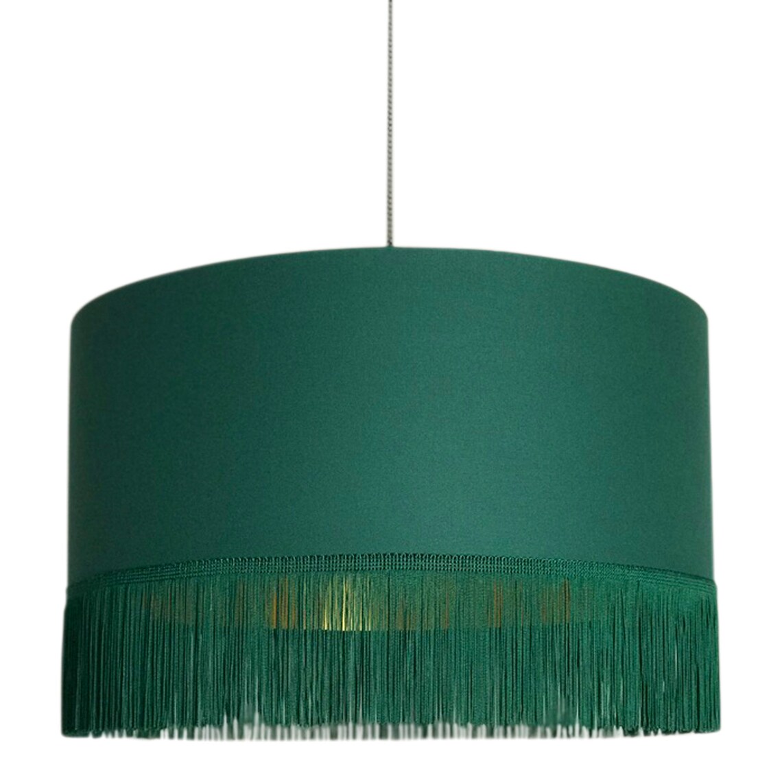 Hunter Green Lampshade With Gold Lining and Green Fringing - Etsy UK