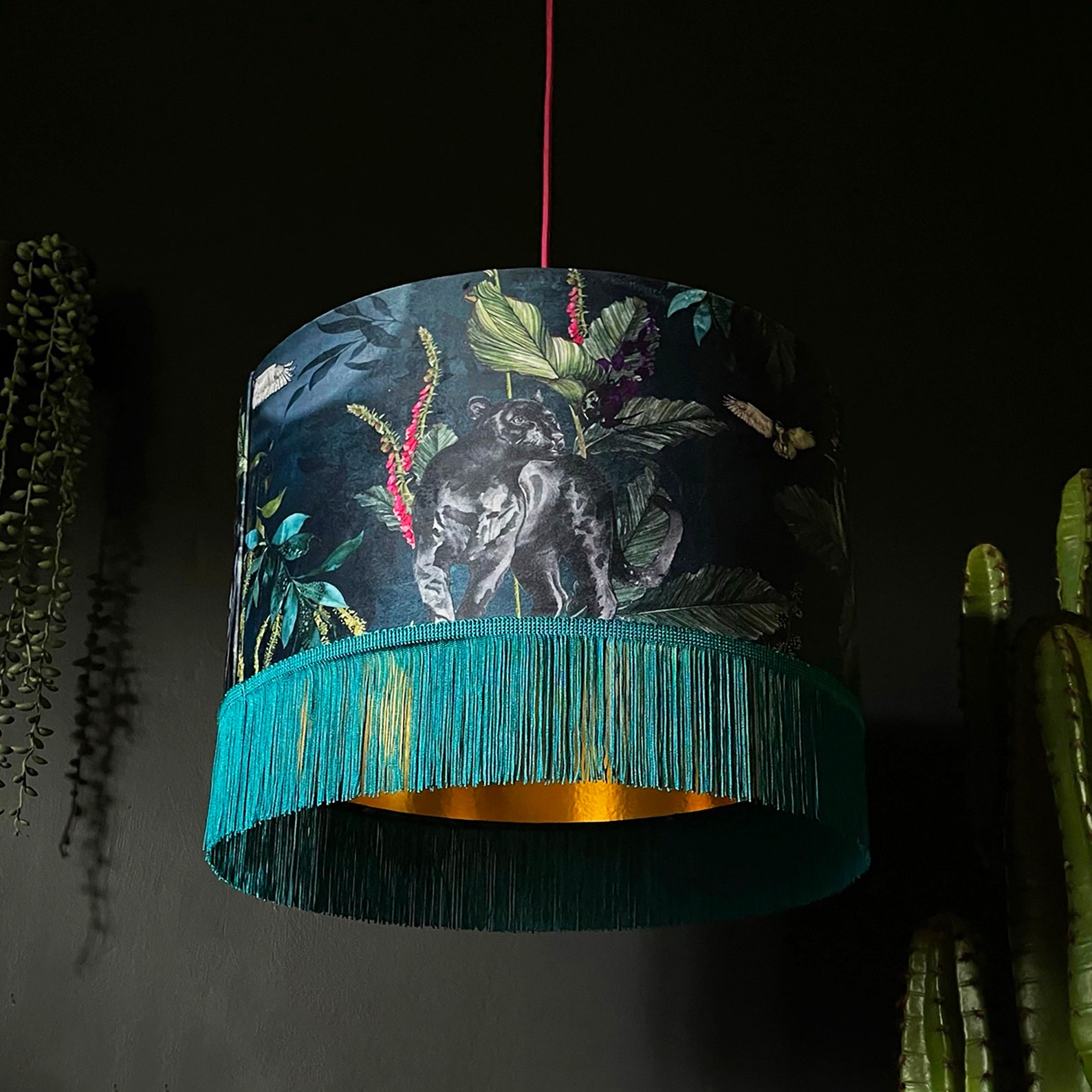 Deadly Night Shade Handmade Lampshade With Gold Lining in Twilight Blue ...