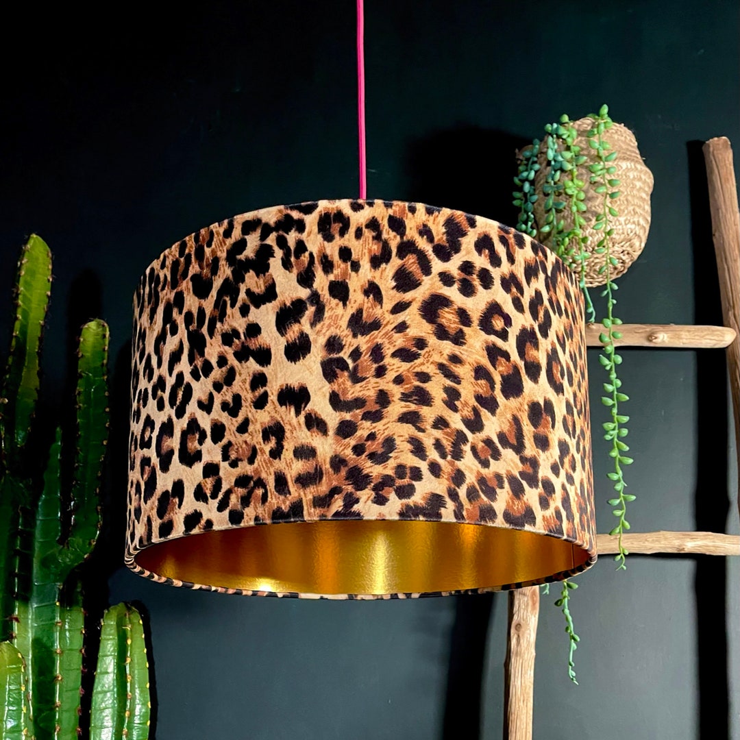 Luxe Leopard Print Velvet Lampshade With Gold Lining - Etsy