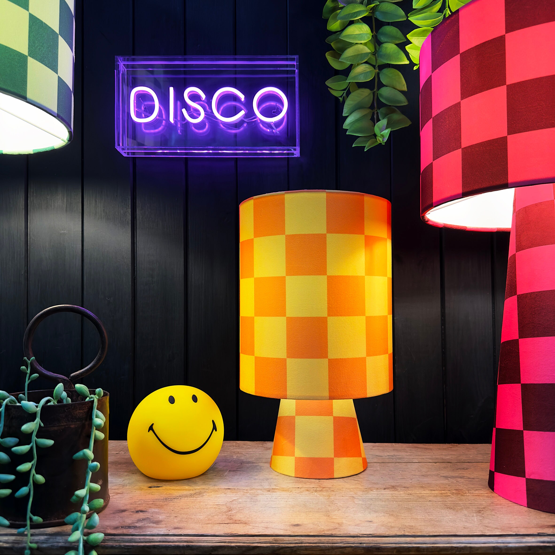 Velvet Checkerboard Portable Lamps in Orange and Yellow Marmalade. 3 ...