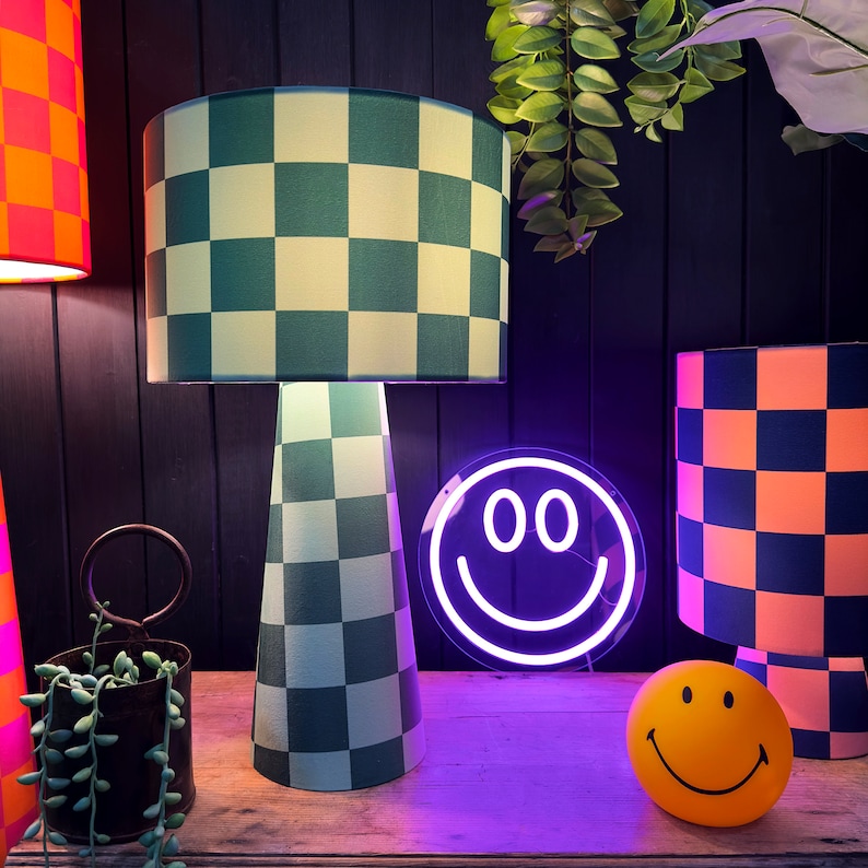 Velvet Checkerboard Portable Lamps in Apple Sours Green. 3 Sizes ...