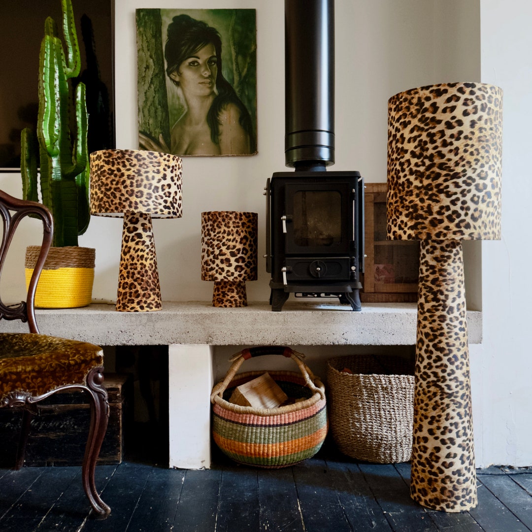 Handmade Velvet Luxe Leopard Print Portable Lamps. 3 Sizes Available ...