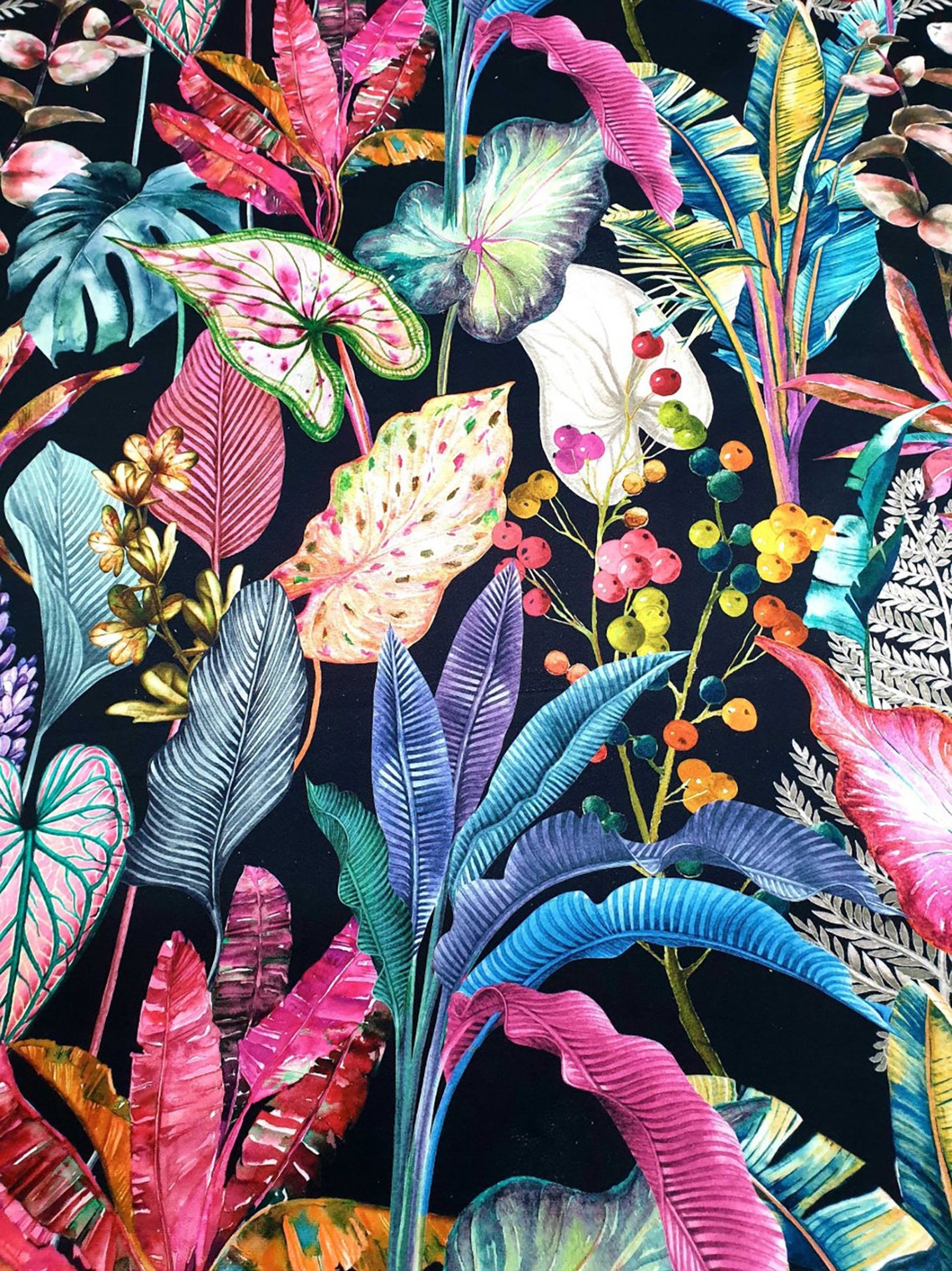 Acid Jungle Trippy Tropical Lampshade With Hot Pink Fringing. Handmade ...