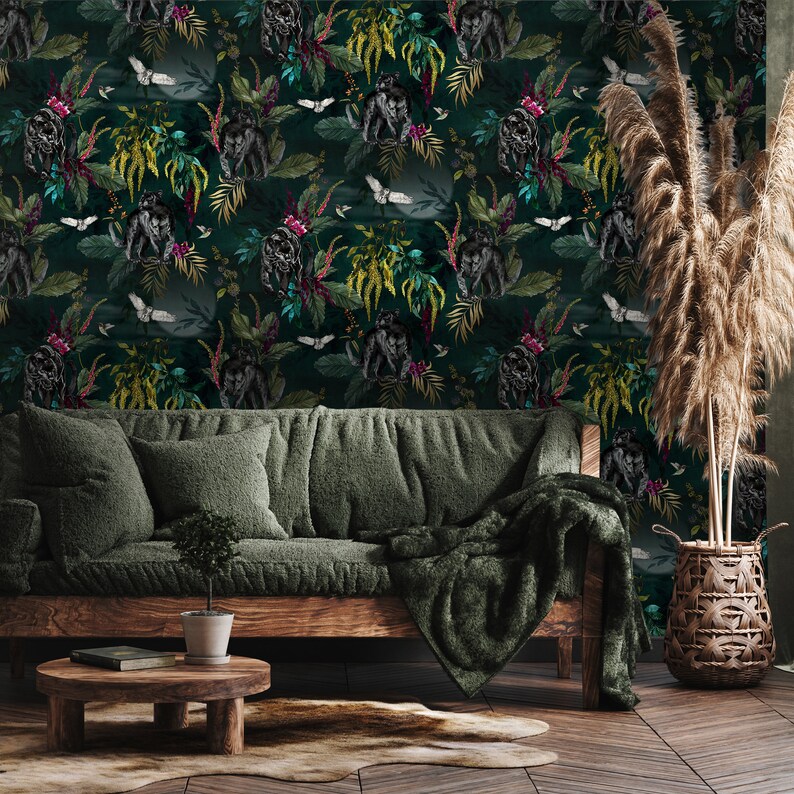 Love Frankie Deadly Night Shade Panther Wallpaper in Wild Wood | Etsy