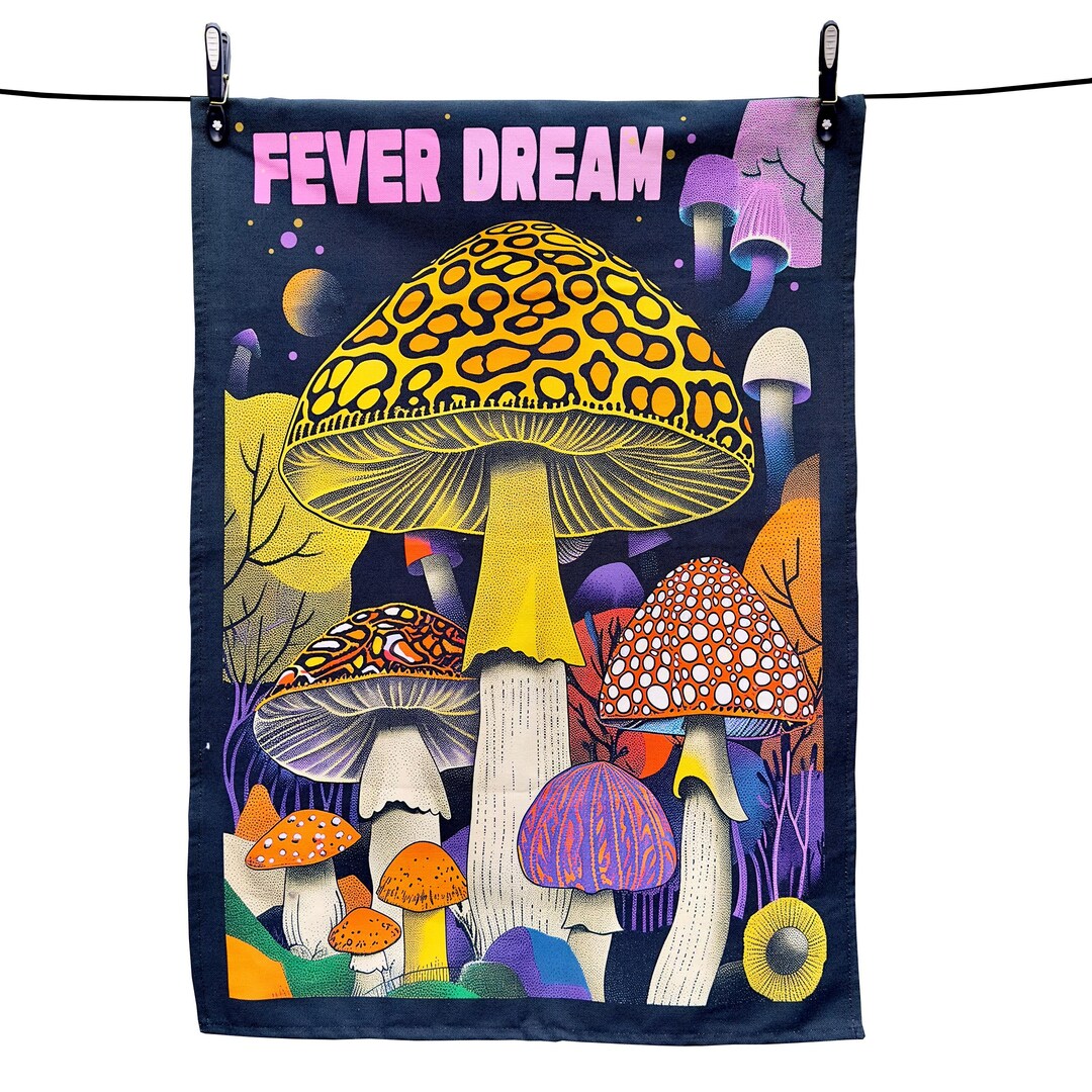 Psychedelic Mushrooms - Fever Dream Tea Towel Trippy, Shrooms, T-towels ...