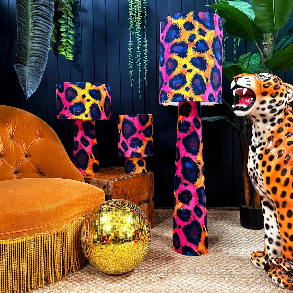 Handmade Velvet Electric Leopard Print Portable Lamps. 3 Sizes ...