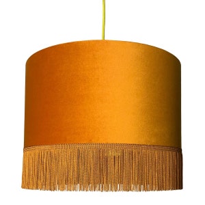Rust Orange Velvet Lampshade With Gold Lining & Orange Fringing - Etsy