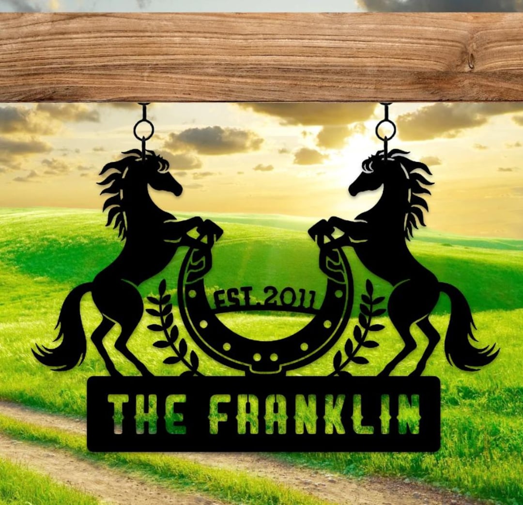 Personalized Metal Horse Barn Sign, Custom Horse Ranch Wall Art, Horse ...