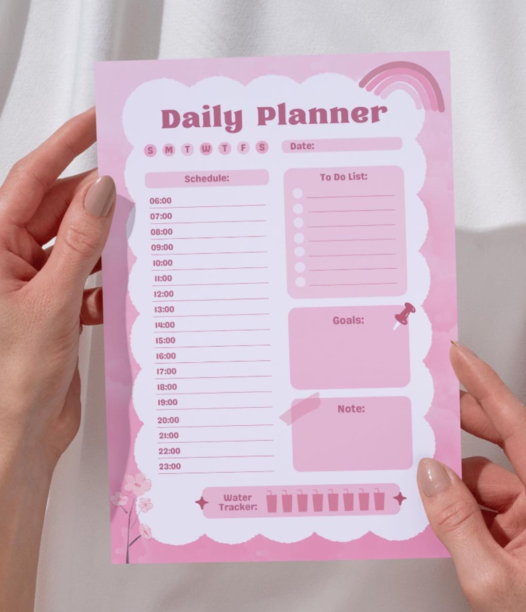 Pink Cute Daily Planner - Downloadable Printable PNG for Work ...