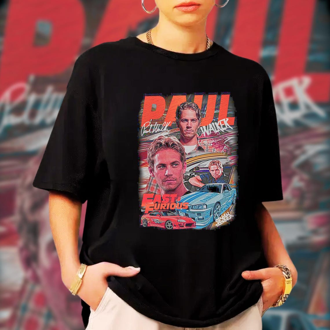 Paul Walker Car Oversized T-shirt Fast and Furious Tribute Shirt for ...