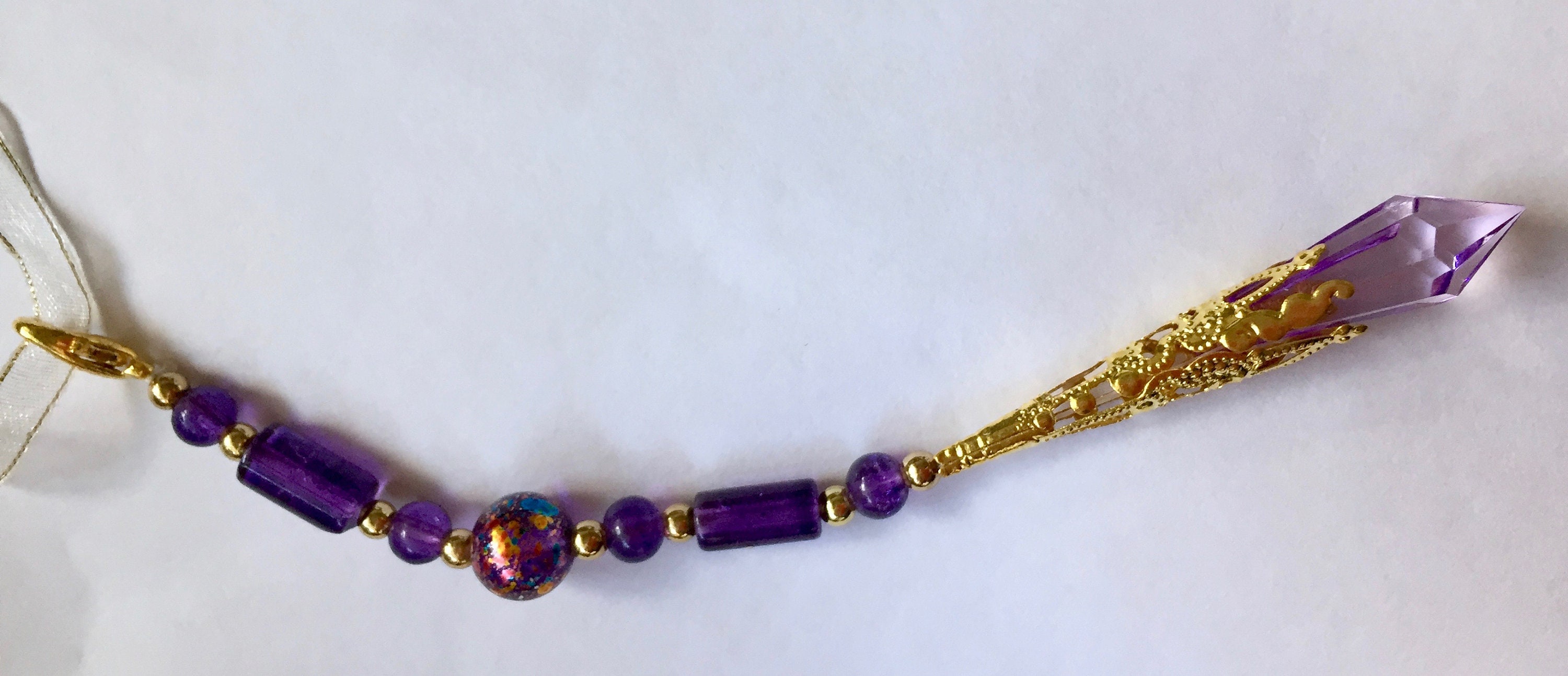 Handmade Beaded Wedding Favour, Good Luck Gift, Bridal Gift, Purple and ...