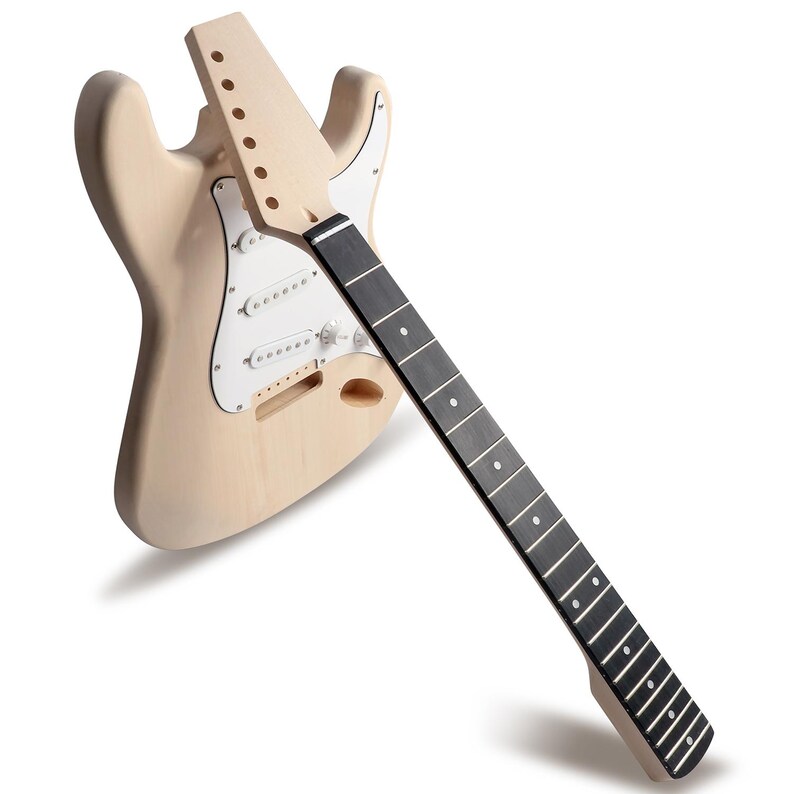 Unfinished DIY Electric Guitar Kit Strat Style Basswood Body and Maple ...