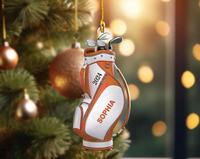 Personalized Golf Cart Ornament Golf Clubs Ornament Golfer Gift Xmas ...