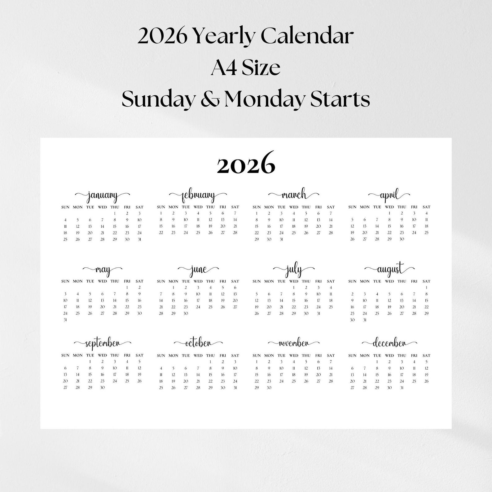 2026 Mini Calendar Cards 3x3 & 5x5 Inch Calendar Square 2026 Pocket ...