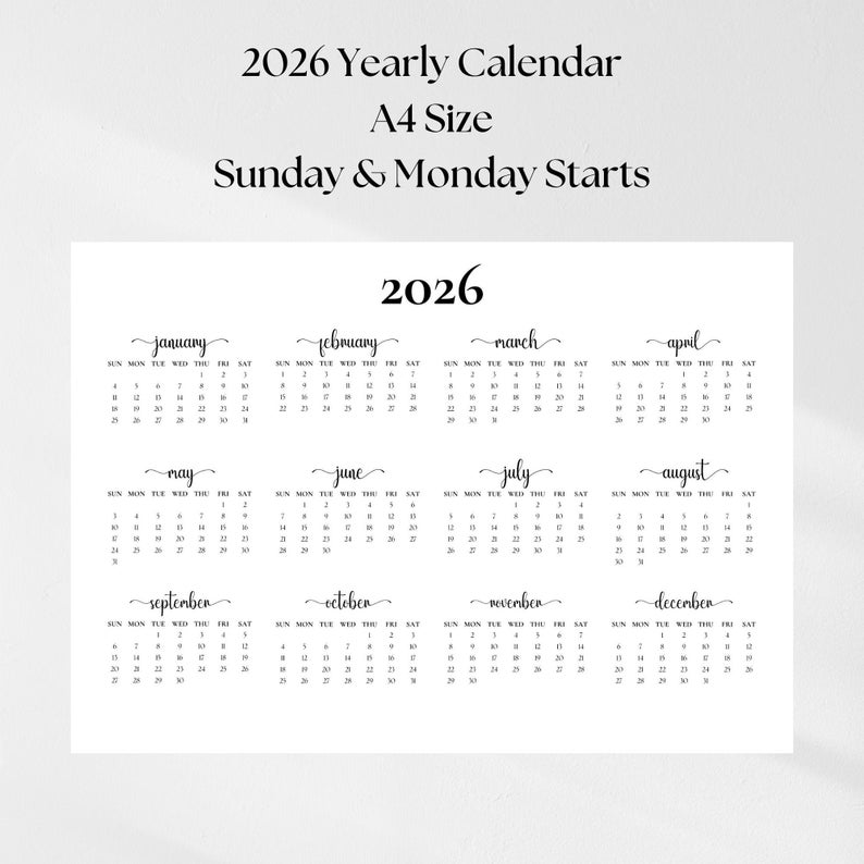 2026 Mini Monthly Calendar Printable | Small Desk Calendar 3x3 & 5x5 ...