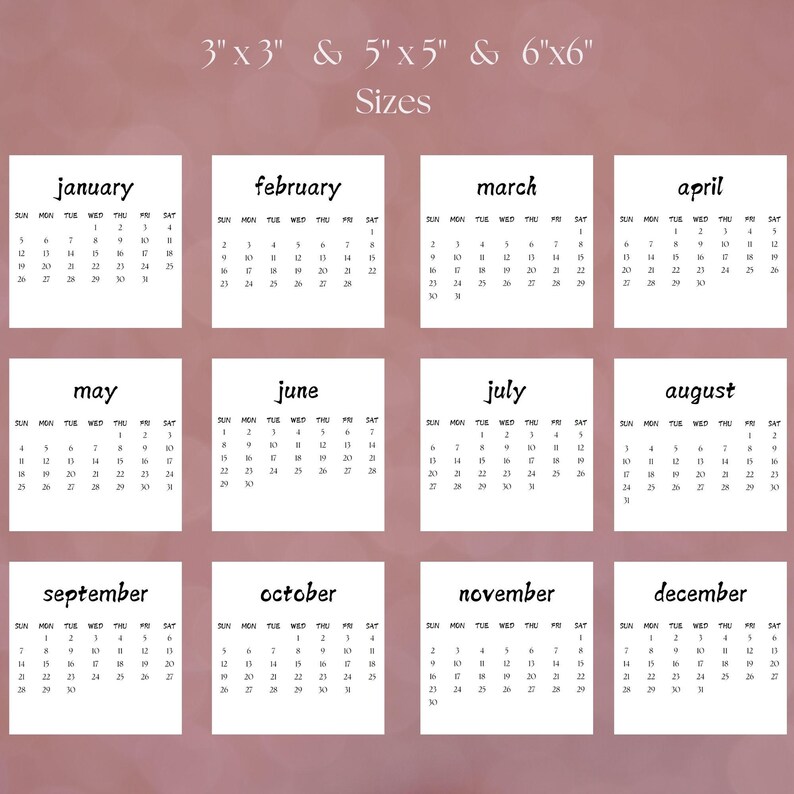2025 Mini Calendar 3x3 5x5 6x6 Inch Calendar Square 2025 Pocket ...