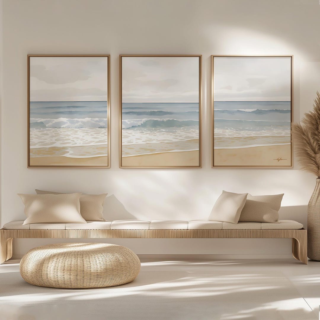 Coastal Seascape Triptych, Ocean Waves Art Prints (digital Download ...