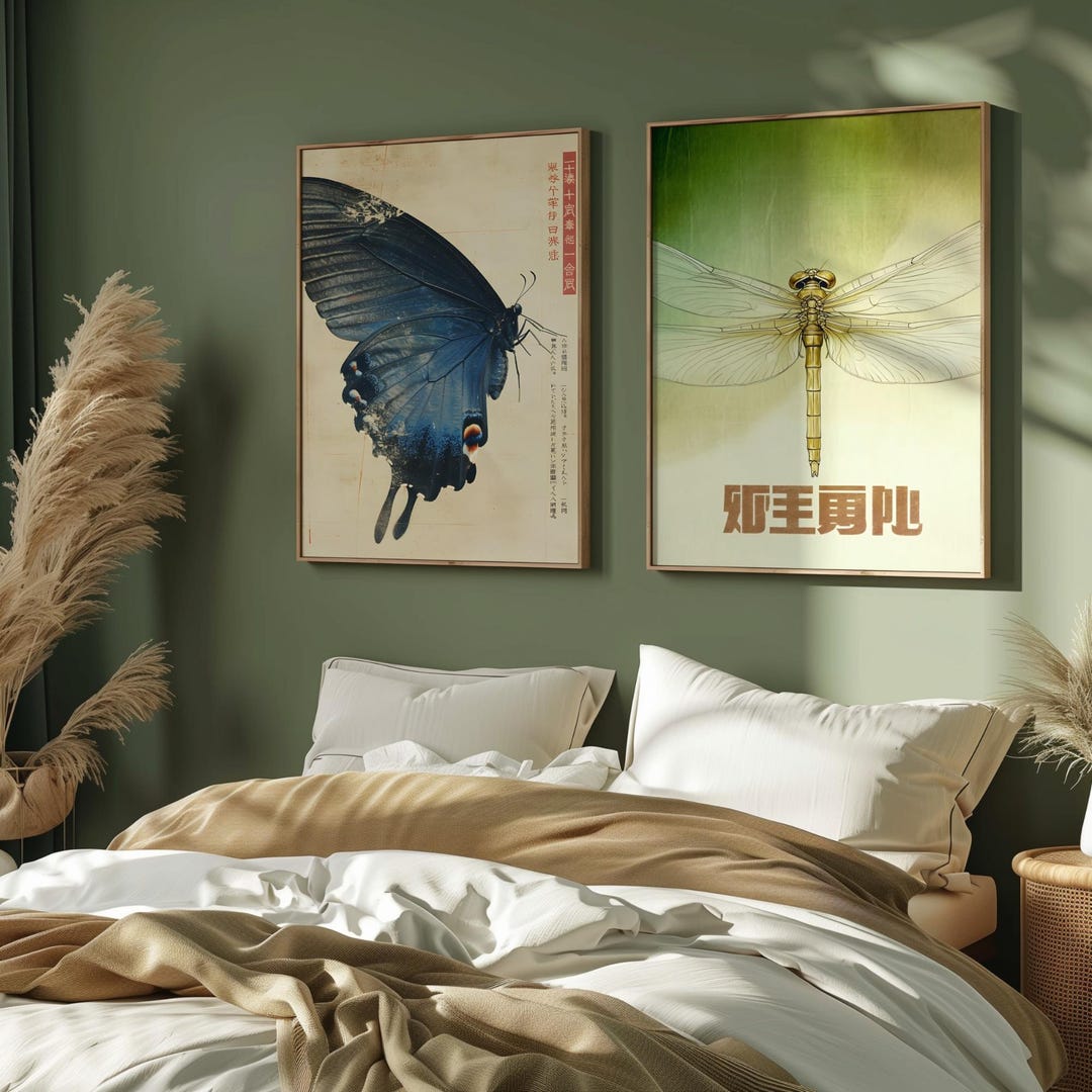 Set of 2 Printables Vintage Butterfly Dragonfly Wing | Digital Art for ...