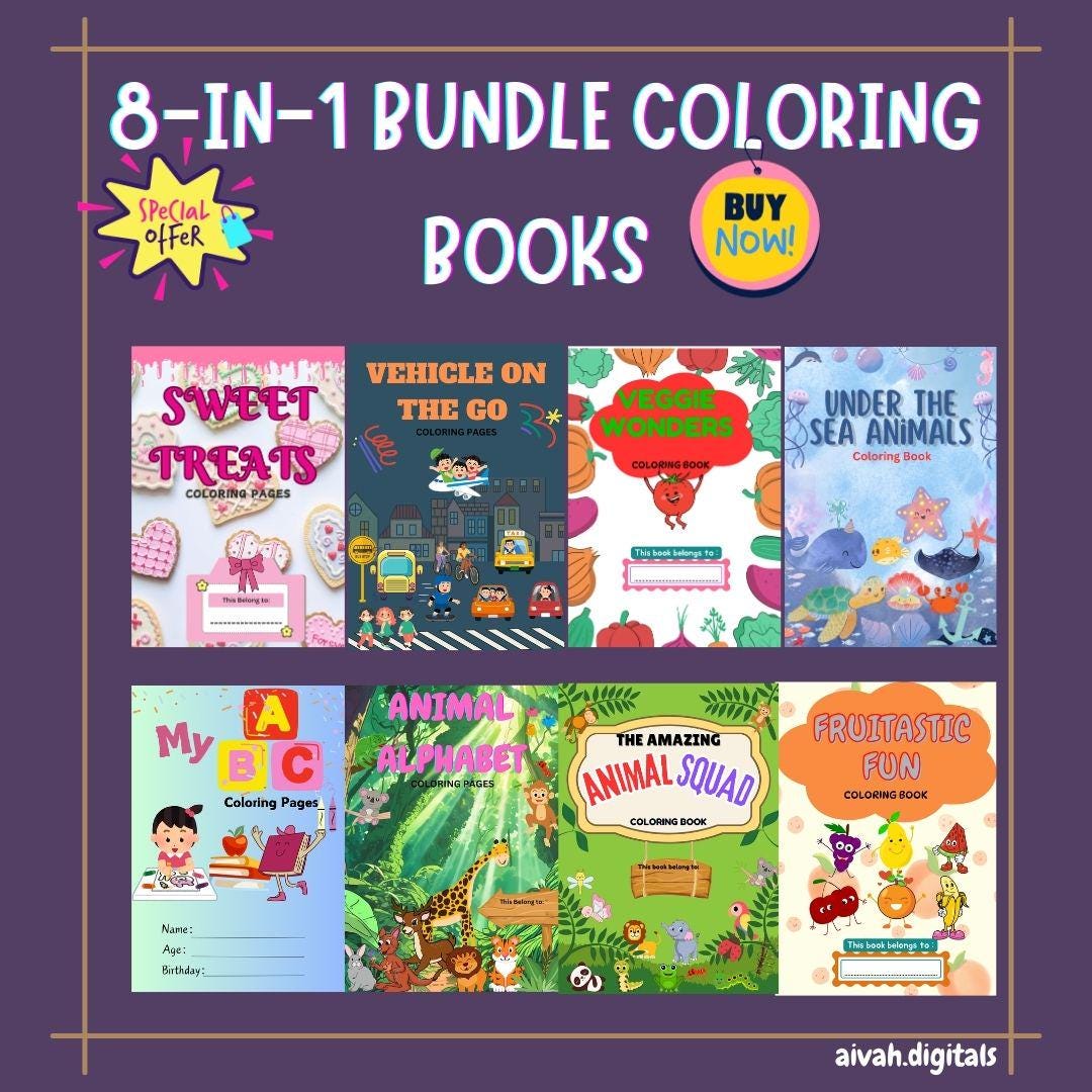 8-in-1 Coloring Books | Coloring Pages | Bundle Coloring Pages ...
