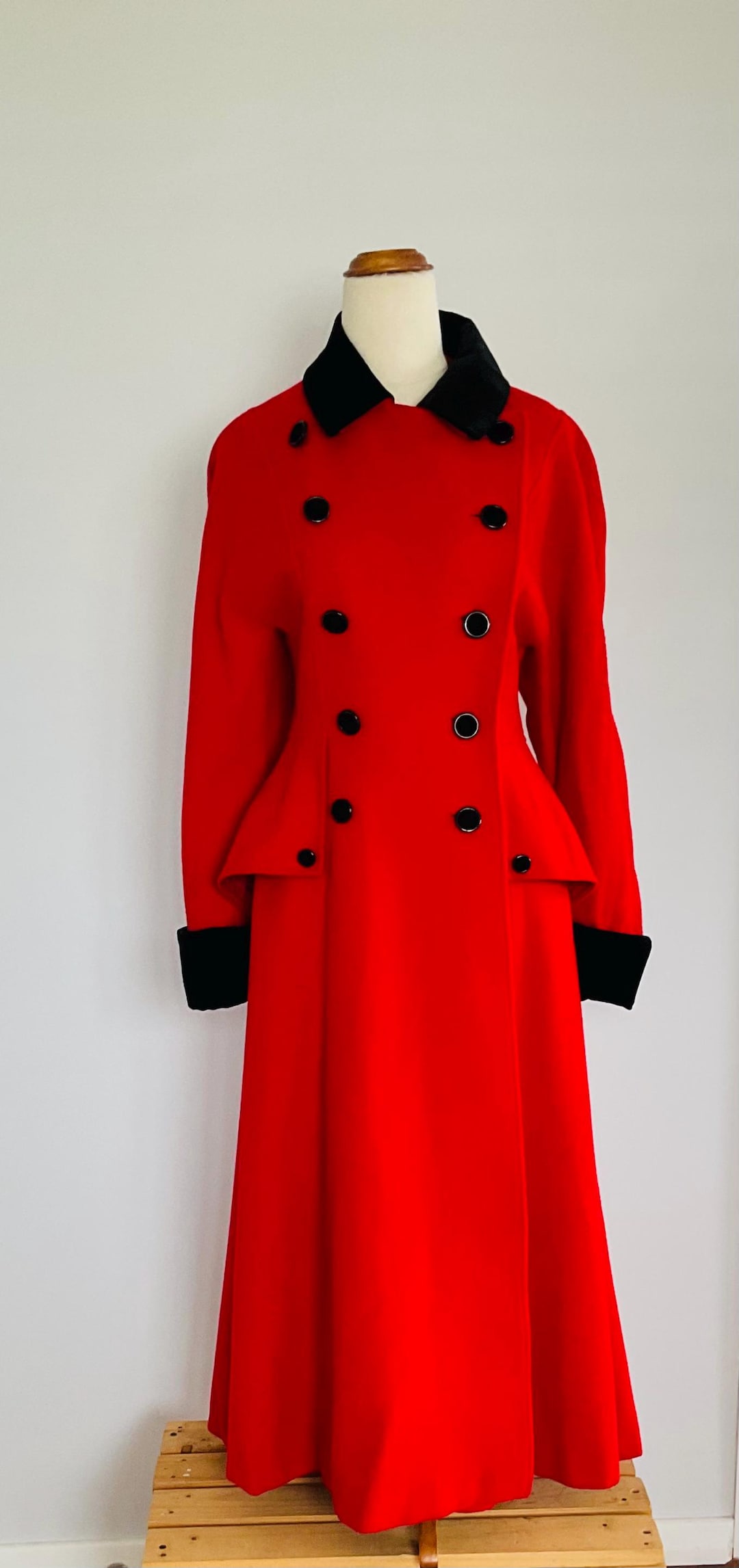 Vintage Mansfield Wool Cashmere Swing Coat: Red Riding Coat, UK 14 - Etsy