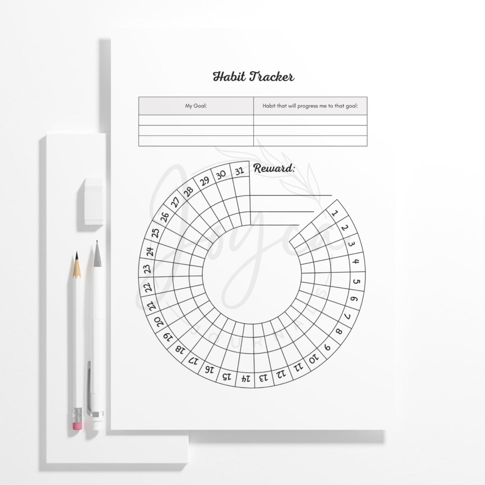 Habit Tracker Wheel With Rewards Journal Page Set Your Goals and Color ...