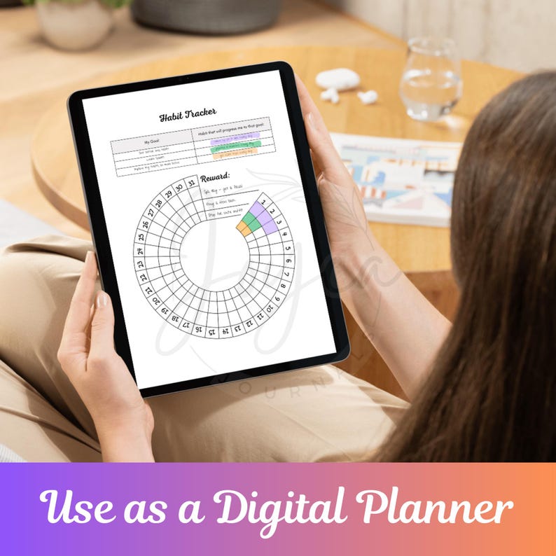 Habit Tracker Wheel With Rewards Journal Page Set Your Goals and Color ...