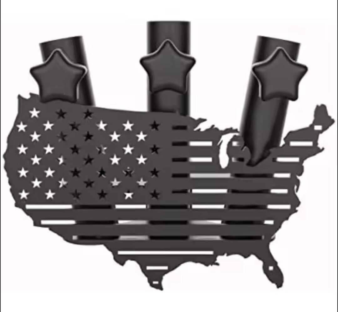 Triple Flag Pole Holder With United States Mount for Any Jeep, RV, SUV ...