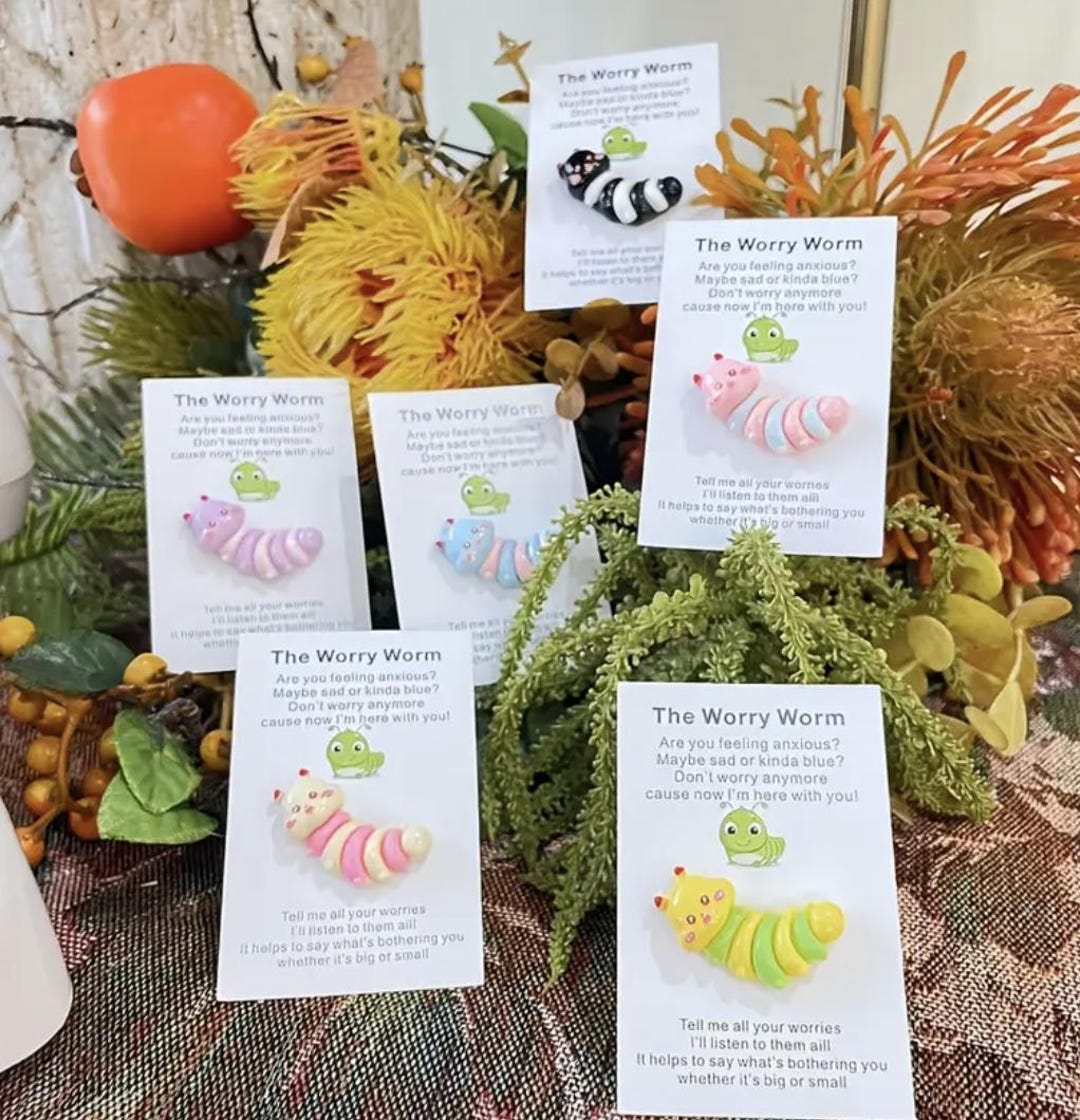 Worry Worm Pocket Hug Cards, Resin Crafted Motivational Keepsake ...