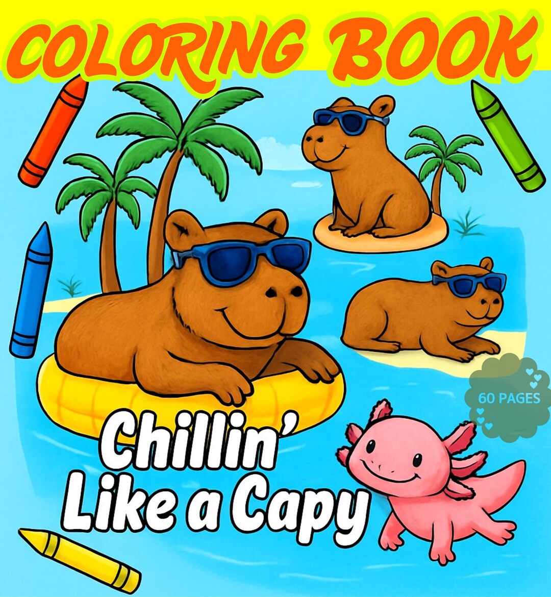 Cute Capybara Coloring for Kids, Fun Activity Book, Children's Art Book ...