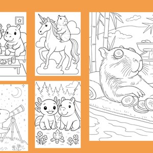 Cute Capybara Coloring for Kids, Fun Activity Book, Children's Art Book ...