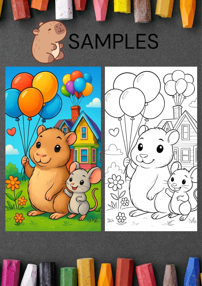 Cute Capybara Coloring for Kids, Fun Activity Book, Children's Art Book ...