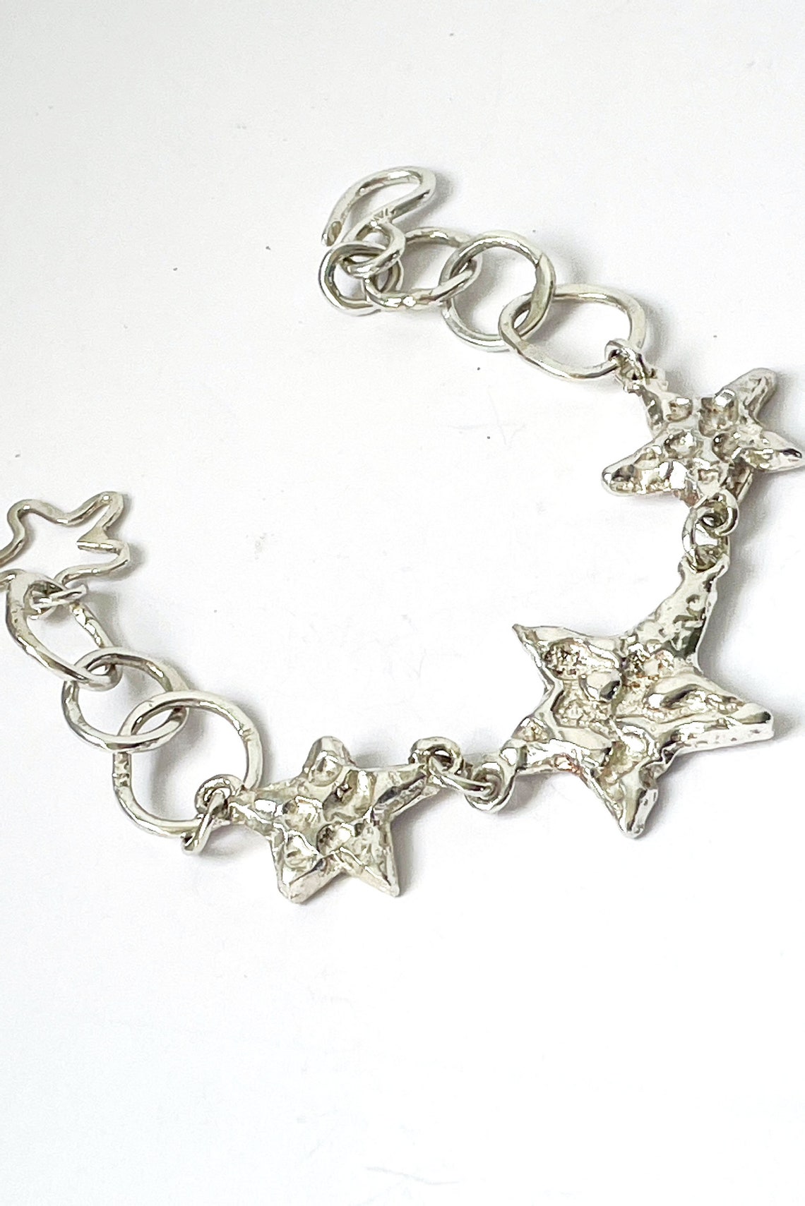 Silber Stern Armband mit großen Gliedern, 925 Sterling Silber ...