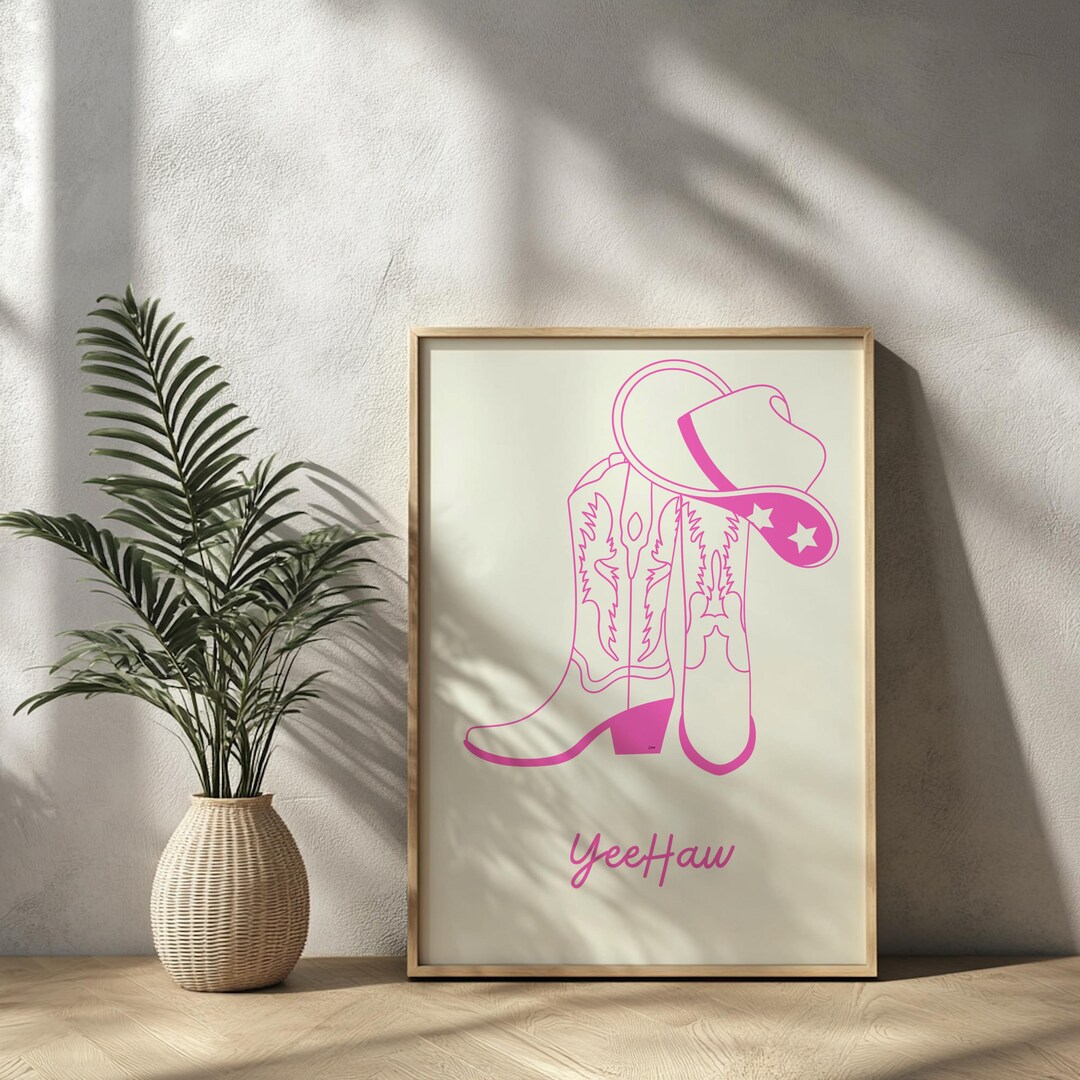 Cowboy Quote Print Minimalist Western Wall Art Cowgirl Boots Poster ...