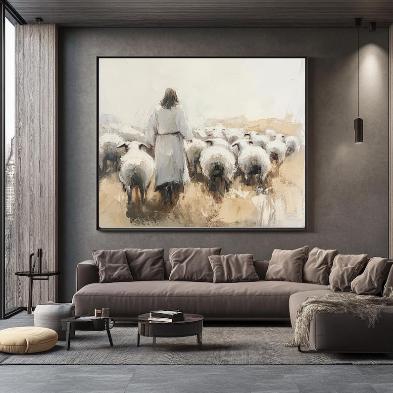 Jesus and Sheep Art Print, Good Shepherd, Bible Verse (digital Download ...