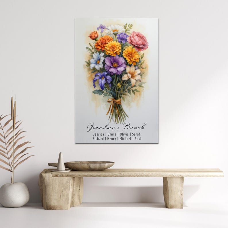 Personalized Family Birth Flower Bouquet: Custom Art - Etsy