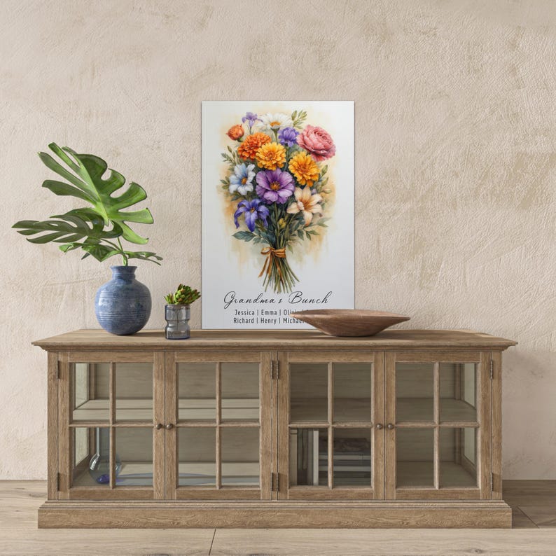 Personalized Family Birth Flower Bouquet: Custom Art - Etsy