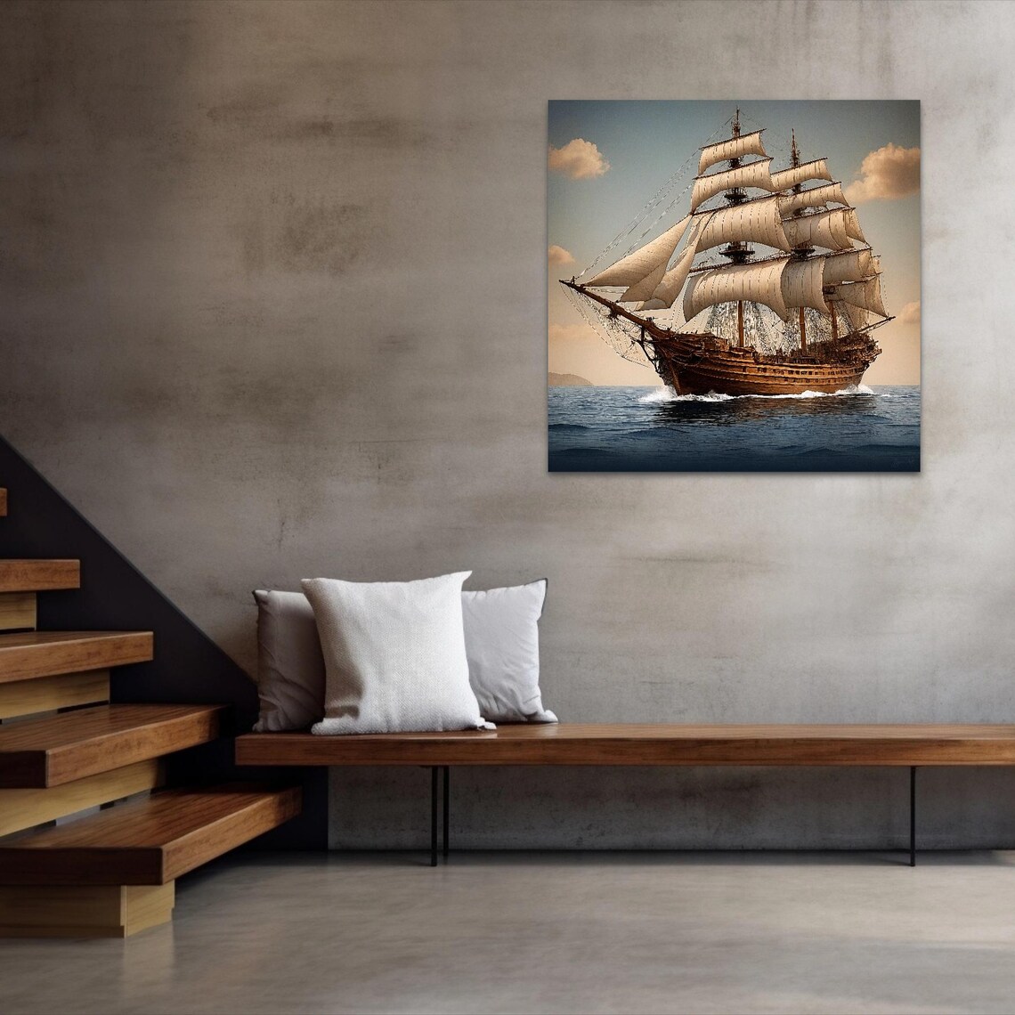 Voyage Through Time: A Sailing Ship on the Map of Dreams - Etsy
