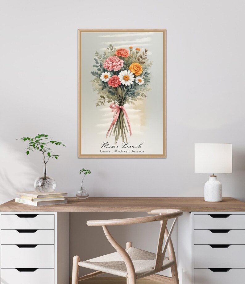 Personalized Family Birth Flower Bouquet: Custom Art - Etsy