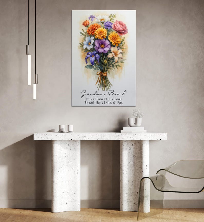 Personalized Family Birth Flower Bouquet: Custom Art - Etsy