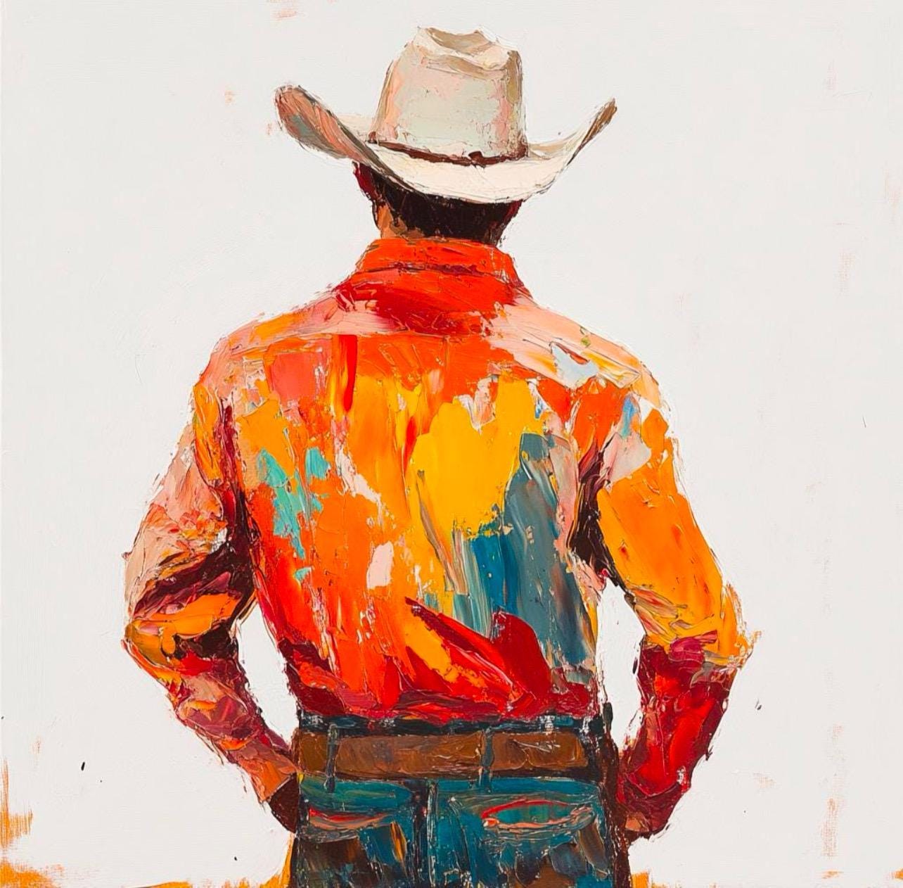 Cowboy- Oil Painting on Canvas 36x36 Inches Southwestern Art for Home ...