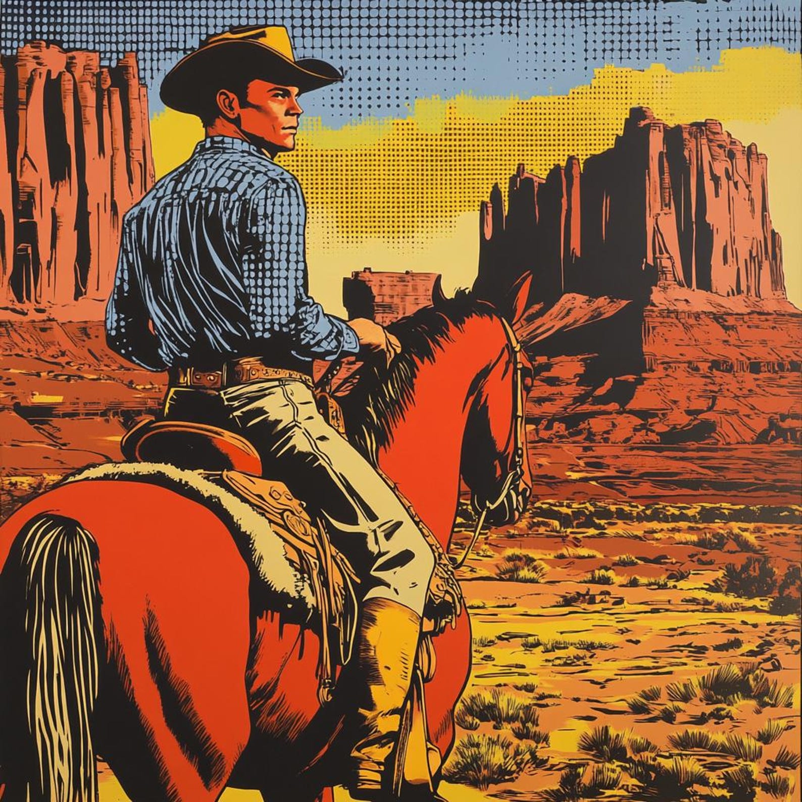 Cowboy- Oil Painting on Canvas 36x48 Inches, Western Art for Home Decor ...