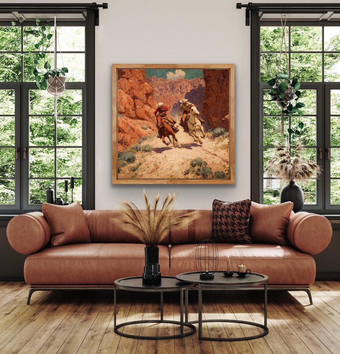 Cowboy Chase Western Art • Original Oil Painting • Desert Canyon Horse ...