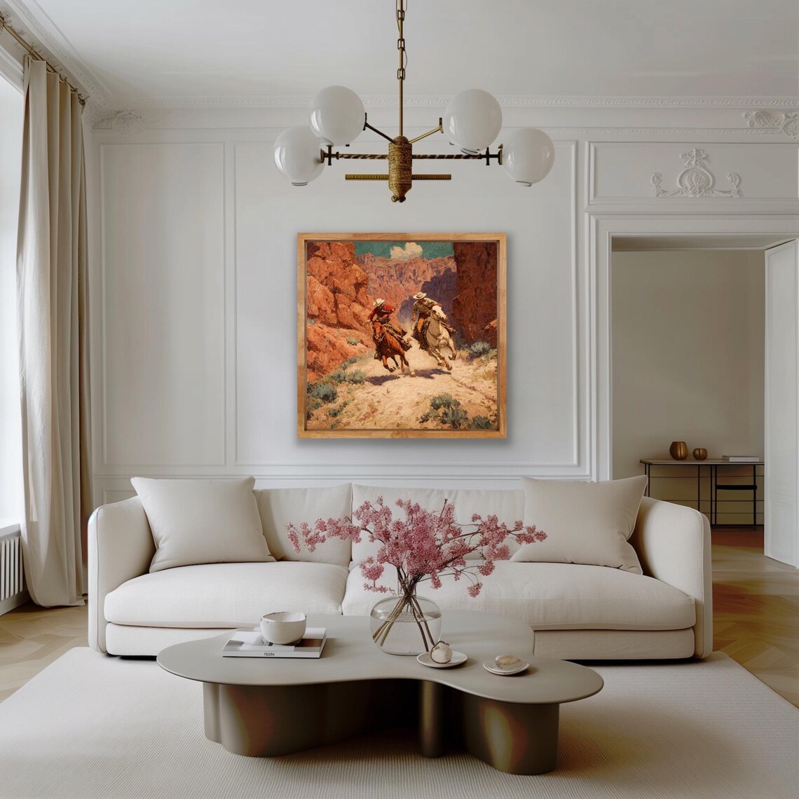 Cowboy Chase Western Art • Original Oil Painting • Desert Canyon Horse ...