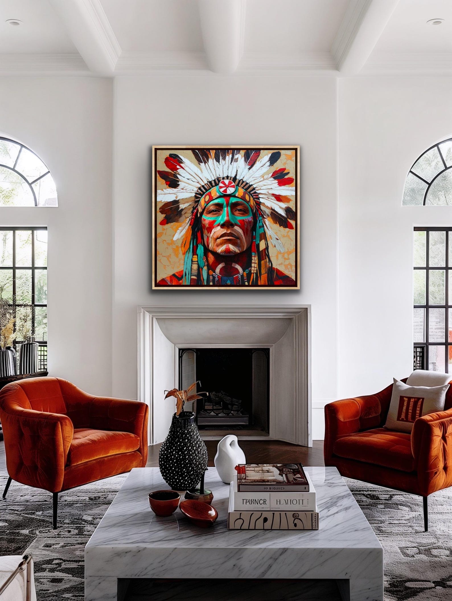 Native Oil Painting on Canvas 36x36 Inches Southwestern Home Decor - Etsy