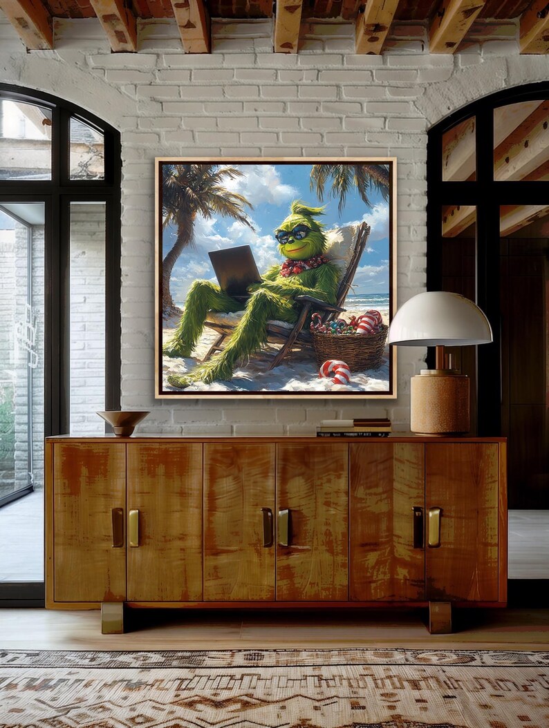 Grinch's Tropical Christmas Escape- Painting on Canvas- Western Art ...