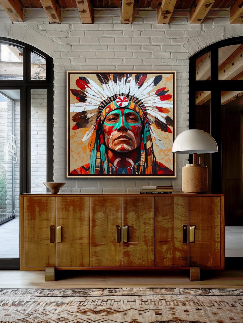 Native Oil Painting on Canvas 36x36 Inches Southwestern Home Decor - Etsy