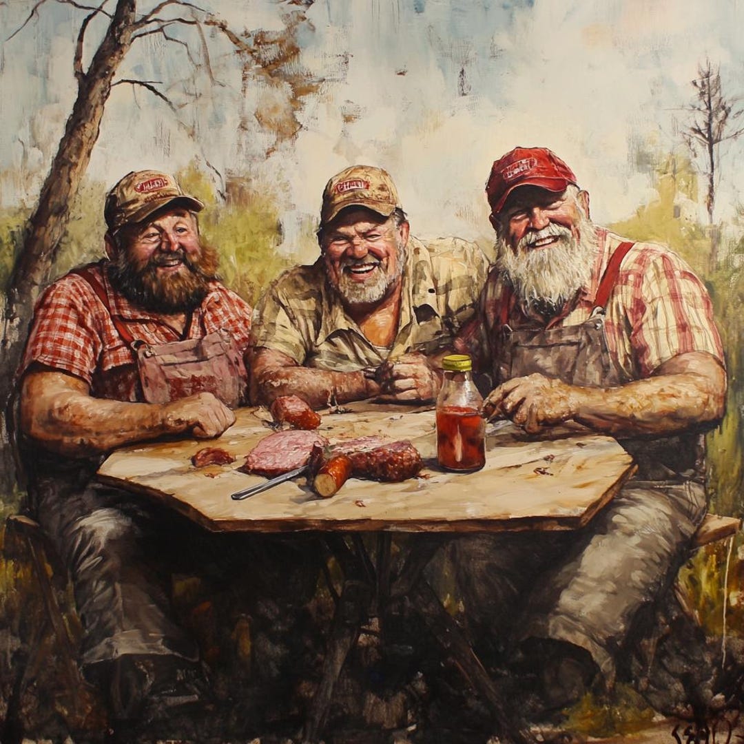 Rednecks Oil Painting on Canvas - Western Art Home Decor - Rustic Wall ...