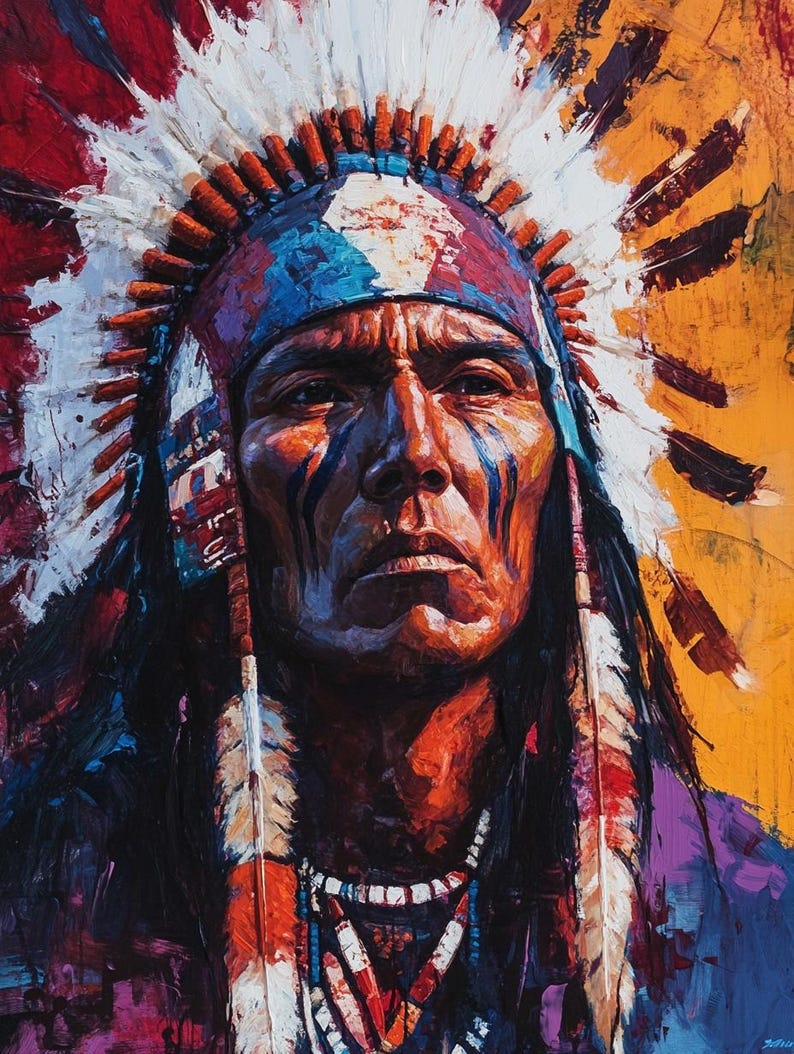 Native American- Oil Painting on Canvas- Southwestern Art Decor, Size ...